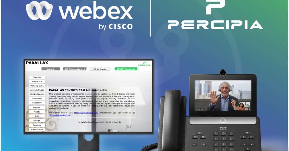 Percipia Launches New Hospitality Interface for Webex by Cisco
