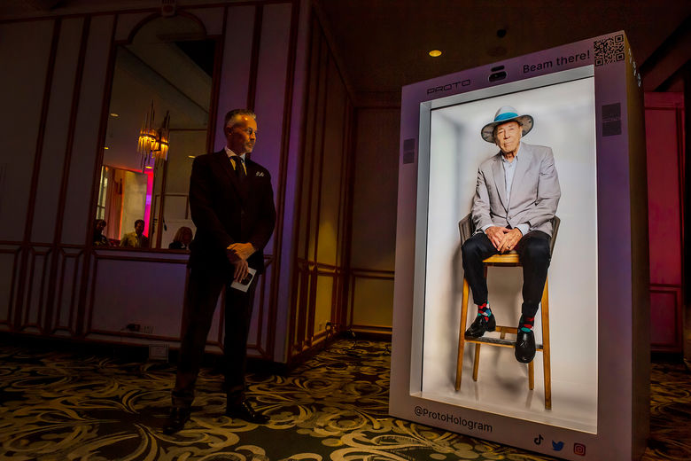 Four Seasons' Isadore Sharp beams via hologram to Beverly Hills